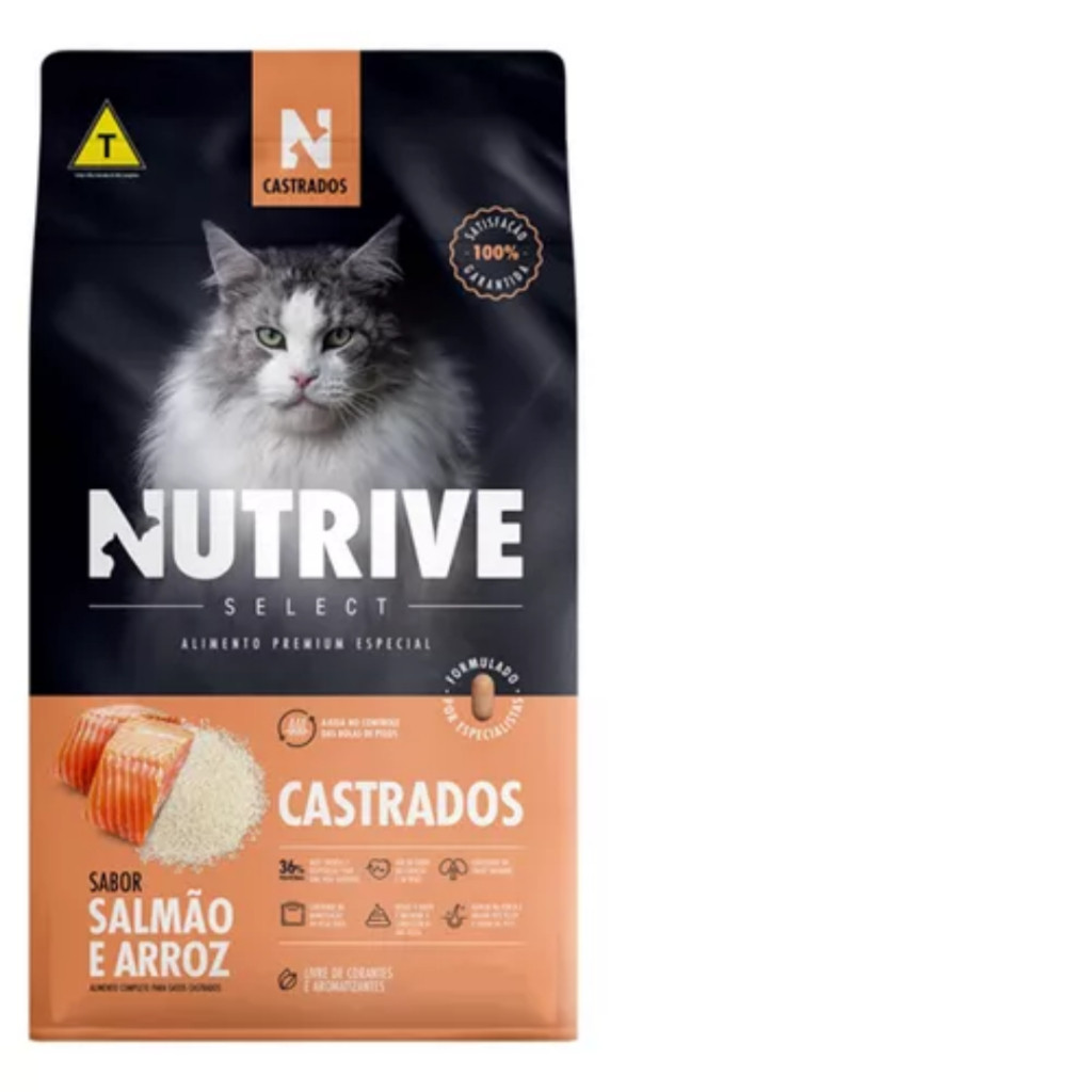 Ração Nutrive Gatos Castrados Salmao e Arroz 10kg | Shopee Brasil