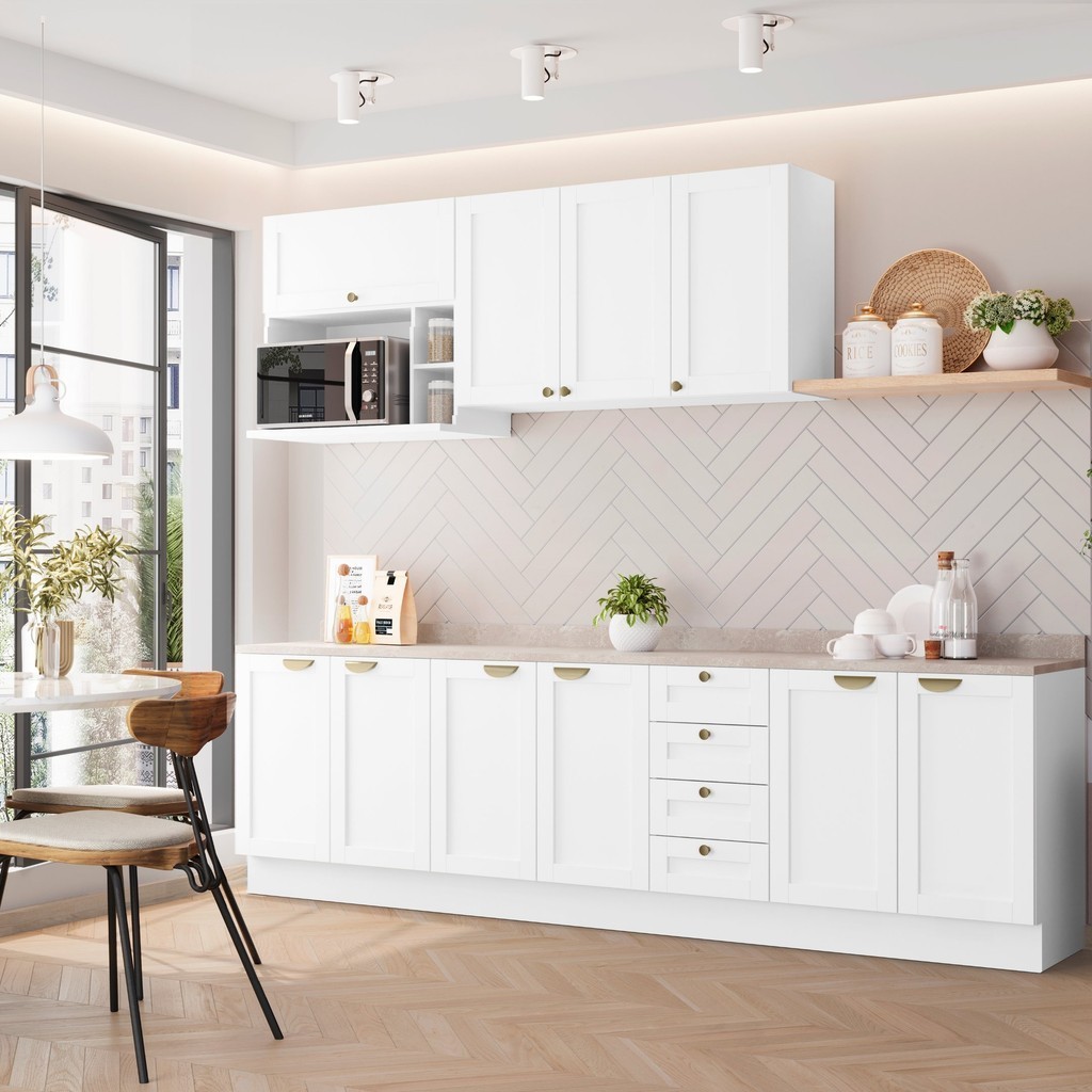 Cozinha Modulada 6 Peças com Tampo 3 Aéreos 3 Balcões Arizona CabeCasa ...