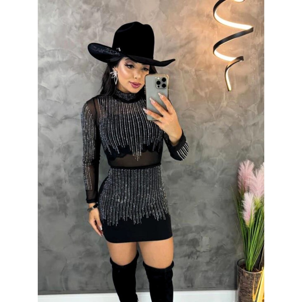 Conjunto Body em Tule e Saia com Aplicações Country Brilho Roupa Festa ...