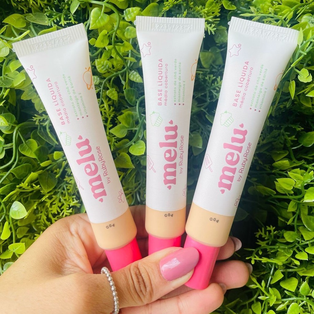 Base Líquida Média Cobertura C04 Melu Ruby Rose | 25g | Shopee Brasil