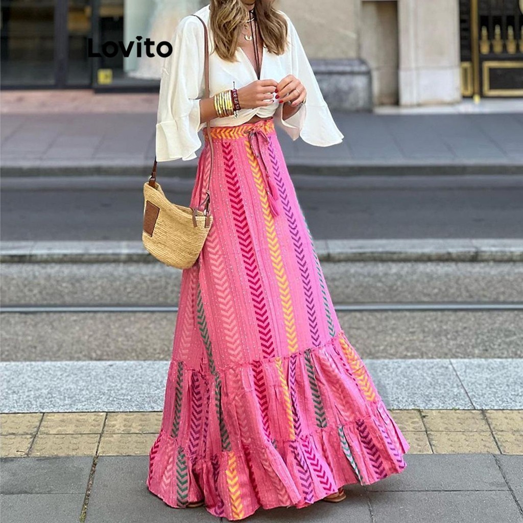 Lovito Saias Boho Ditsy com estampa floral para mulheres LNL59254 ...