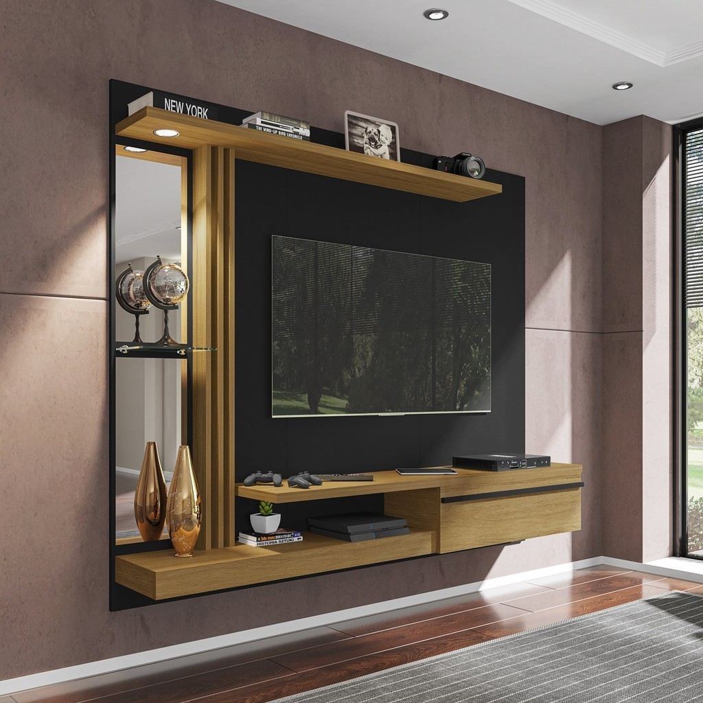 Painel Denver para Tvs 55 Polegadas LED Elétrico e Prateleira de Vidro ...