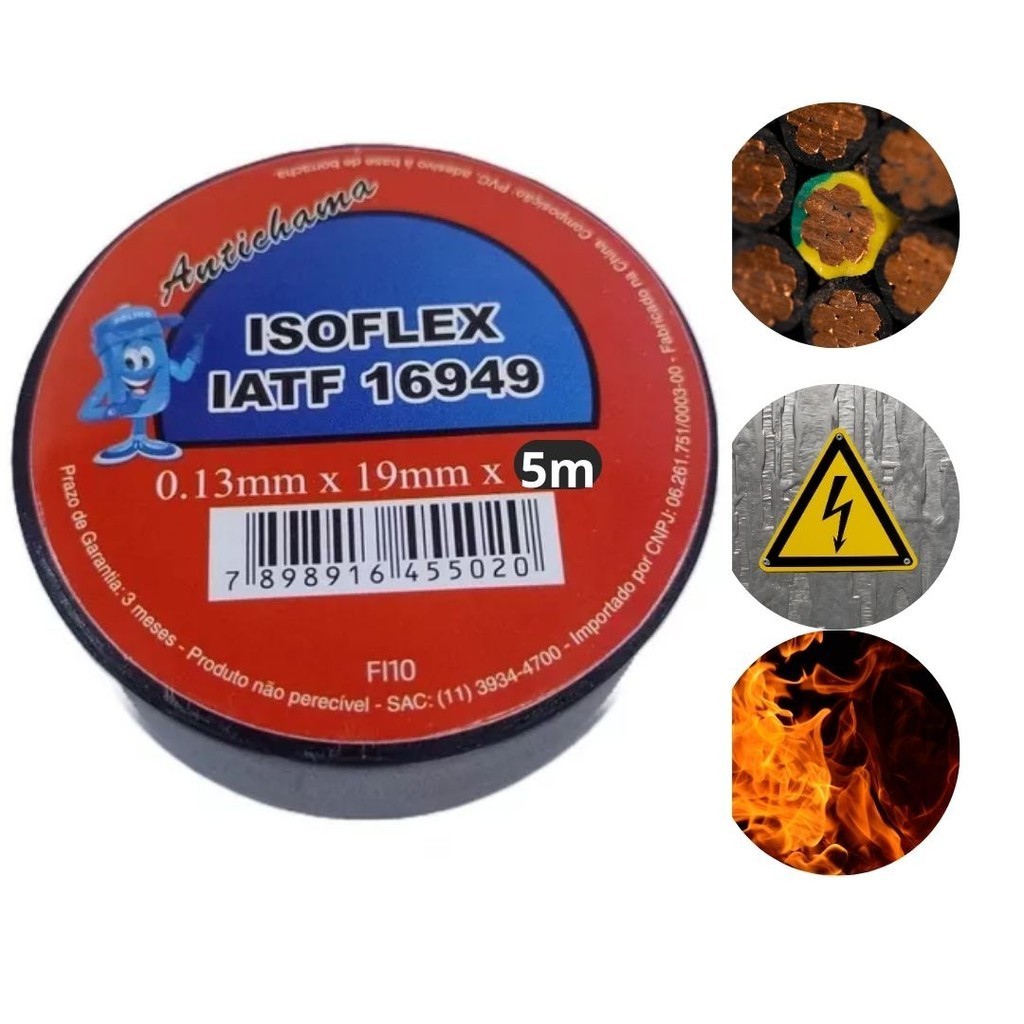 Fita Isolante Isoflex - Anti chamas - 19mm x 5 metros - Isoflex ...