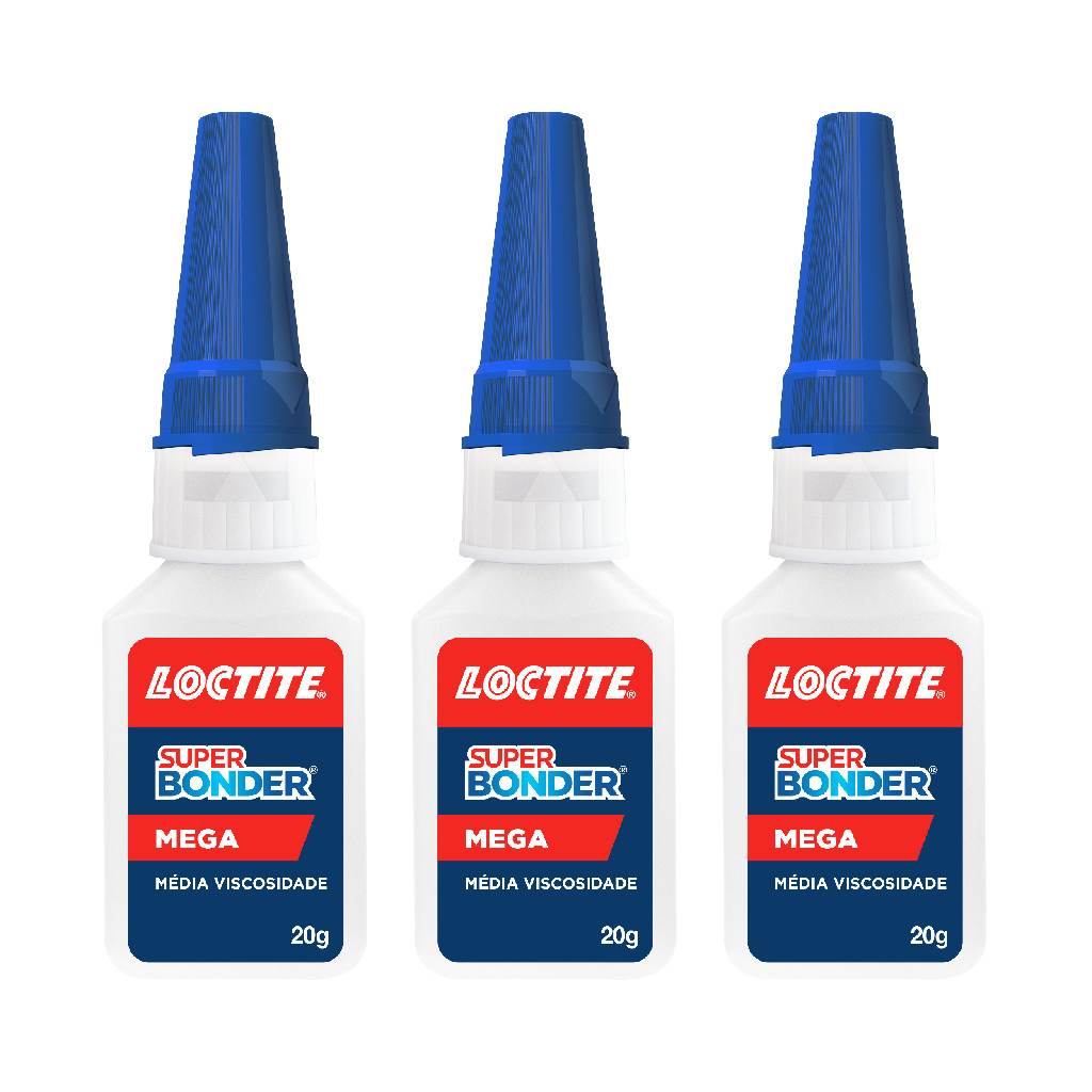 Kit 3 Cola Super Bonder Mega 20g Cola Instantânea Multiuso Ultra Forte ...