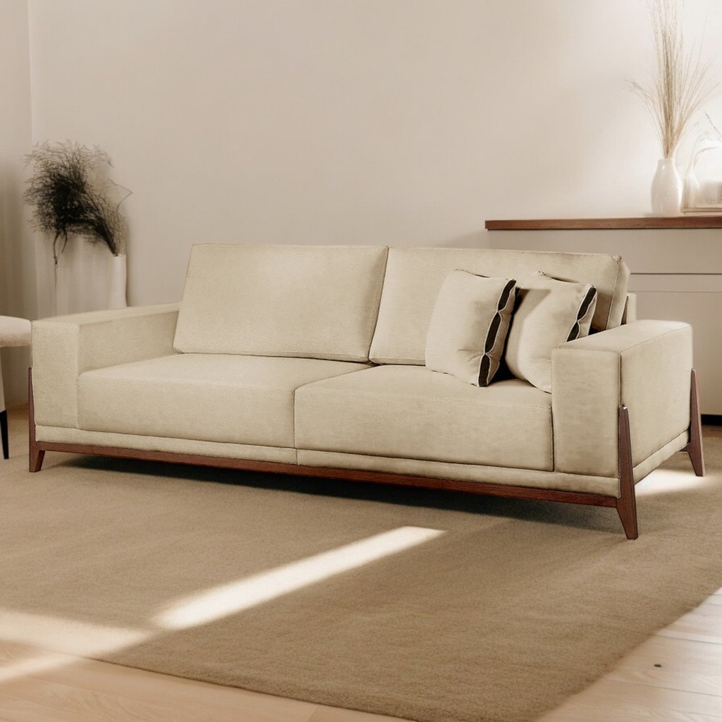 Sofá Fixo Magnus 3 Lugares Luxo 2,30m Bege | Shopee Brasil