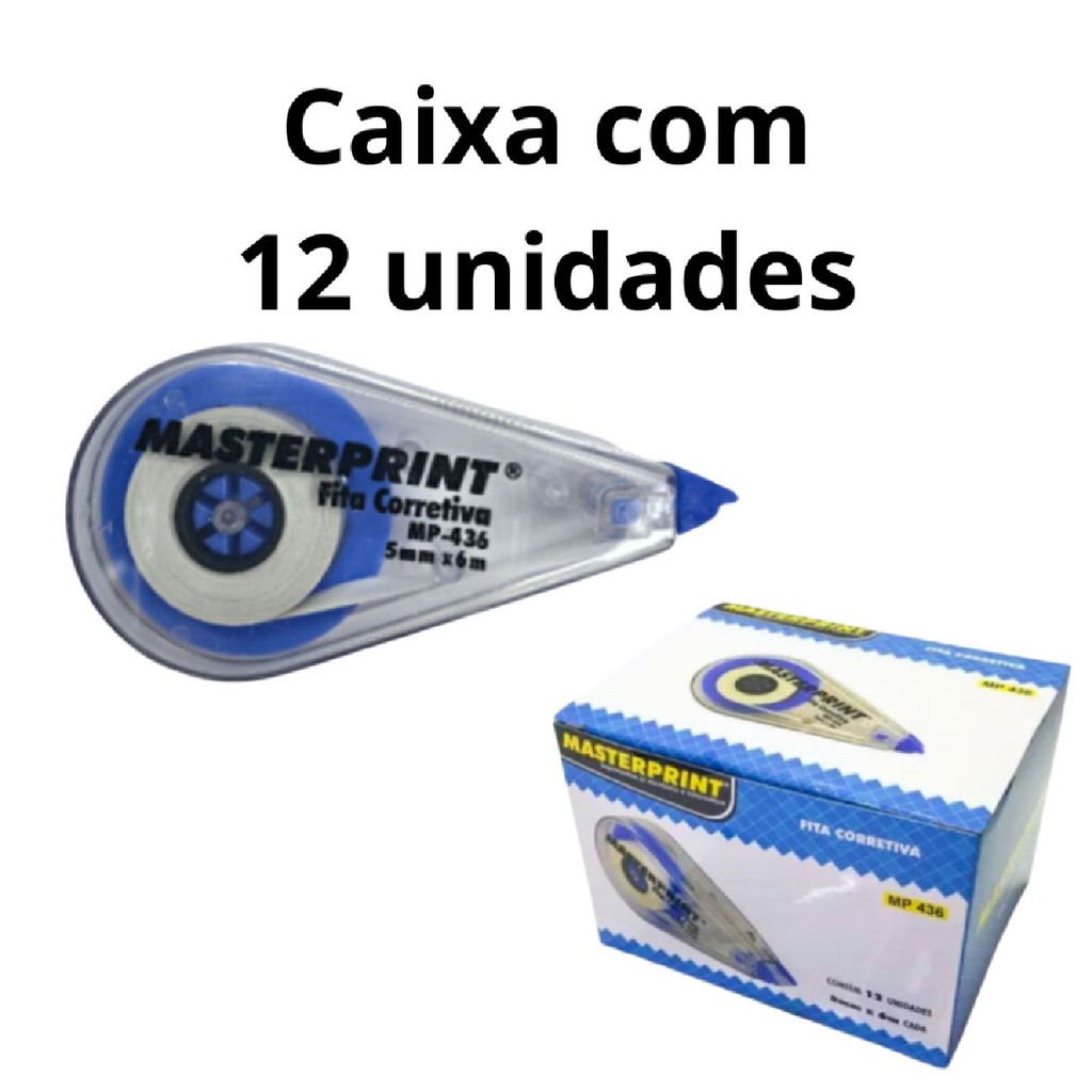 Fita Corretiva MasterPrint 5mm x 6m MP-436 Caixa com 12 Unidades ...