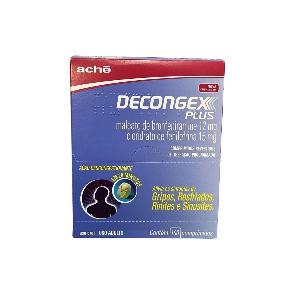 Decongex Plus 1 caixa 25 cartelas com 100 comprimidos | Shopee Brasil