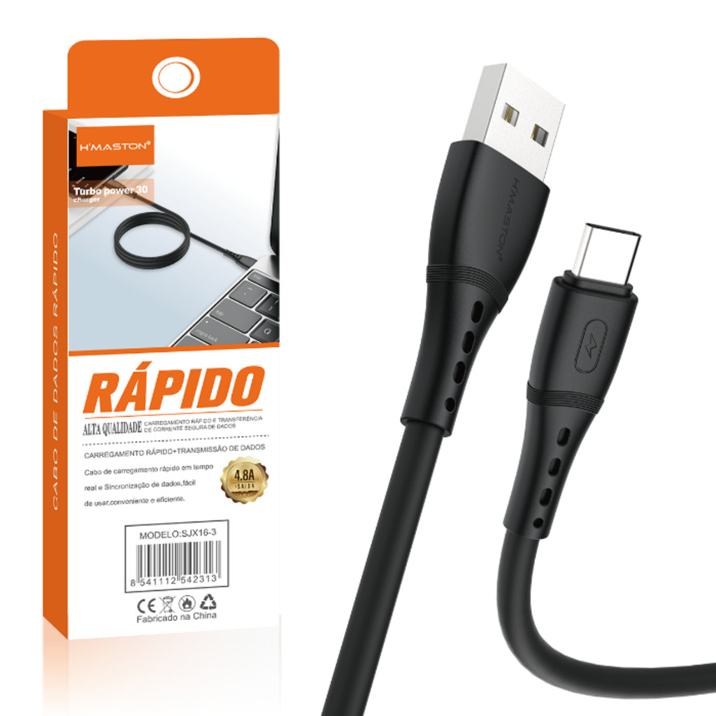 H'maston SJX16/SJX17 Cabo Usb V8/Lightning/TIPO-C Suporta Carregamento ...