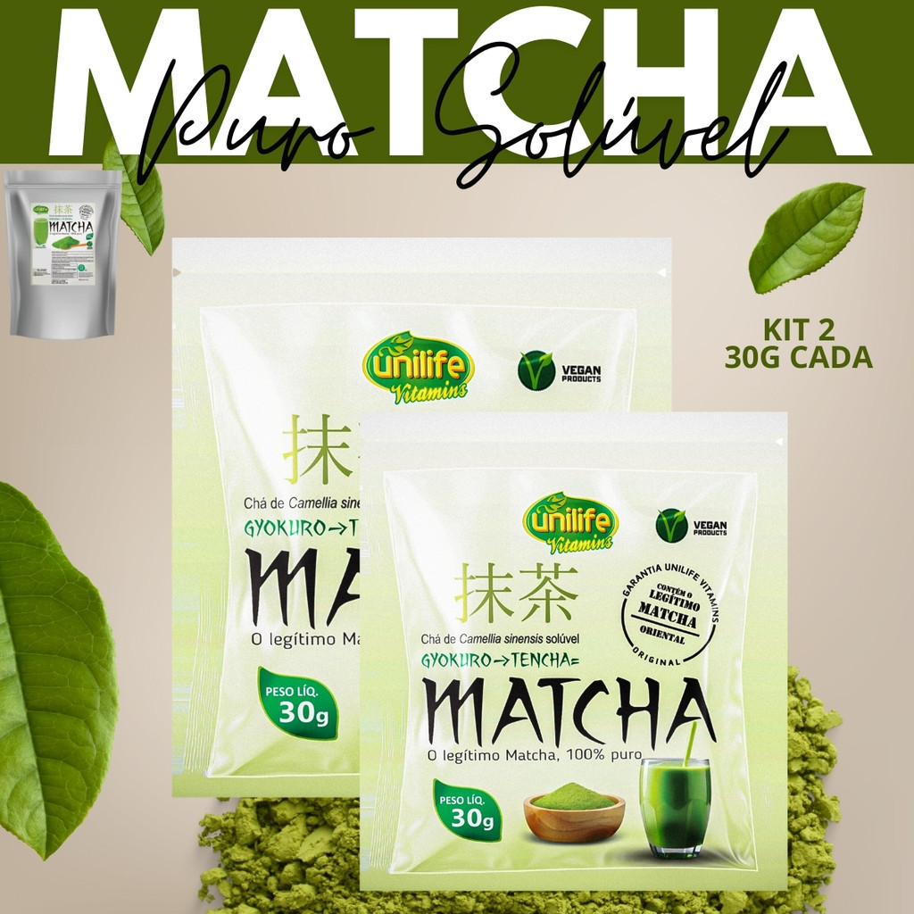 KIT 2 - MATCHA PURO - ENVELOPE 30GR. SOLÚVEL - PRODUTO LEGÍTIMO ...