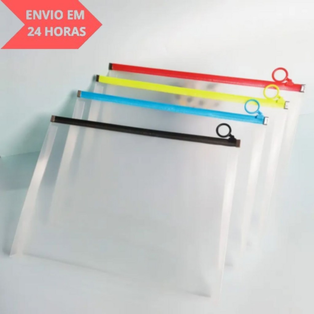 Pasta Plástica Meio oficio Zip Lok Colorida – Organização e Proteção ...