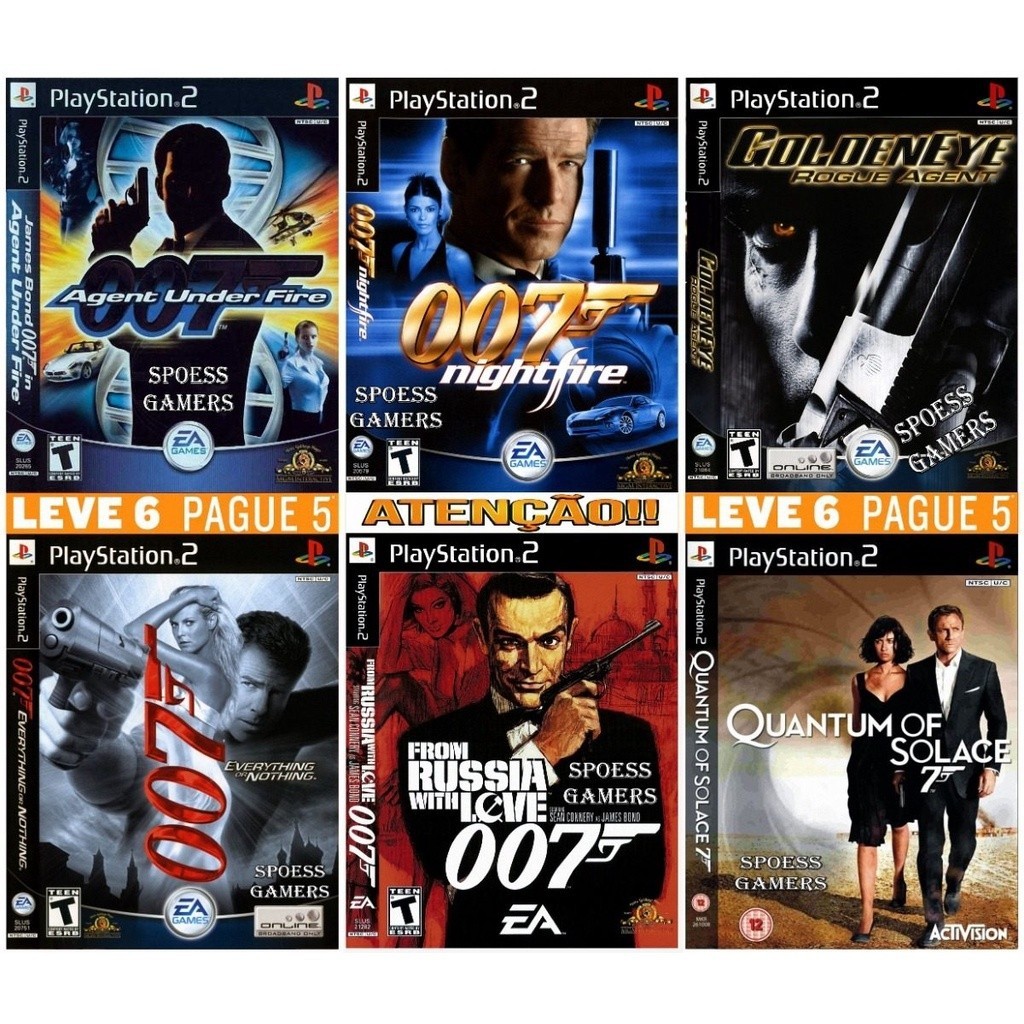 Jogo Ps 2 007 James Bond Ps2 Coleção (6 Dvds) Leve 6 Pague 5 Me ...