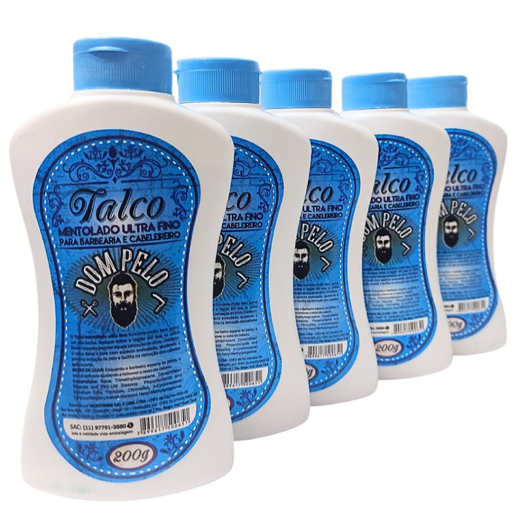 5 Talco Mentolado Dom Pelo 200g Barbeiro Barbershop | Shopee Brasil