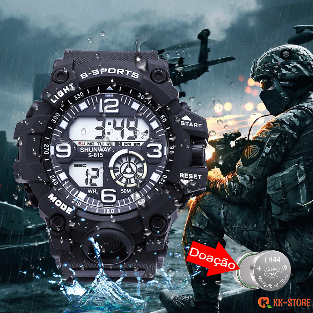 Relogio Masculino S-Sports a prova d água de silicone masculinos luxo ...