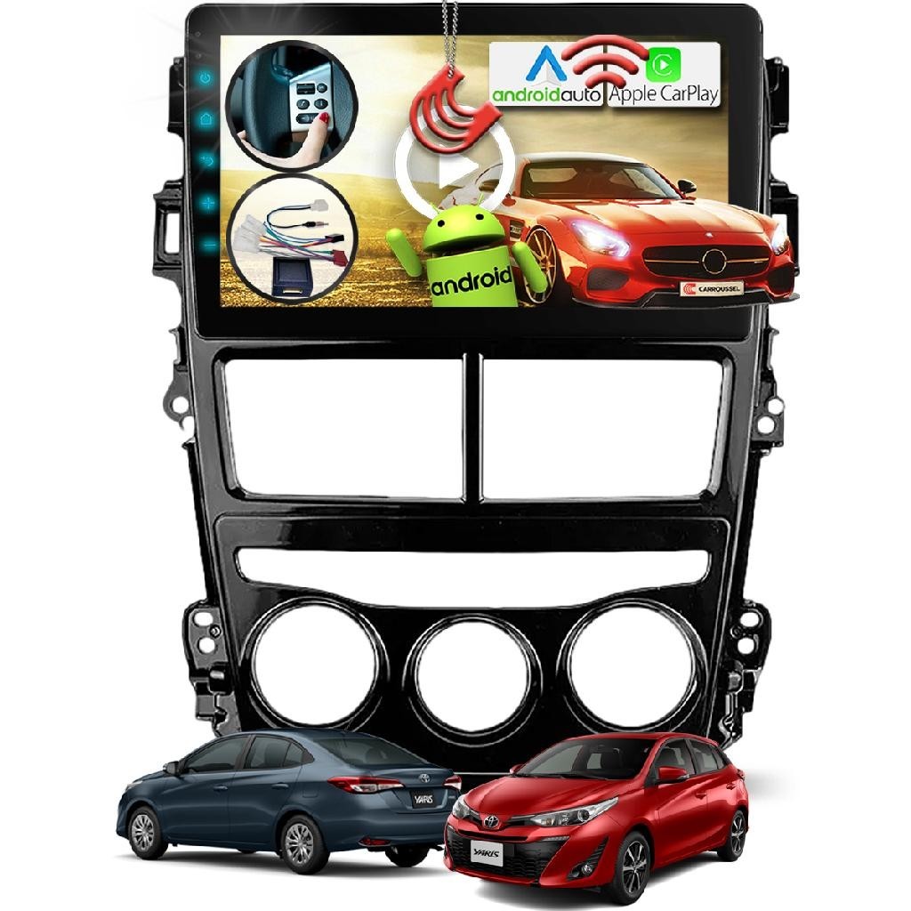 Kit Tela Som Central Multimidia 9 polegadas Android Yaris Ar Analógico - Redecan Canbus CarPlay ...