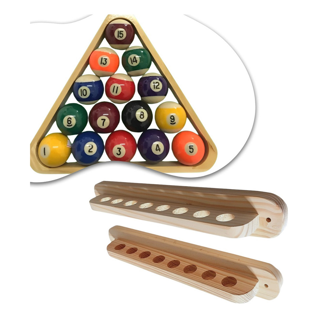 Suporte Para 8 Tacos De Sinuca Snooker Bilhar + Triângulo | Shopee Brasil