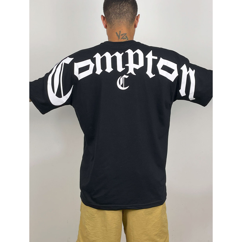 Camiseta Oversized Compton Tag Wing - Preta | Shopee Brasil
