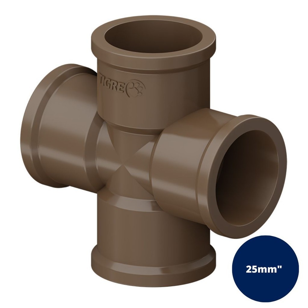 Cruzeta PVC Marrom Soldável 3/4" 25mm Tigre | Shopee Brasil