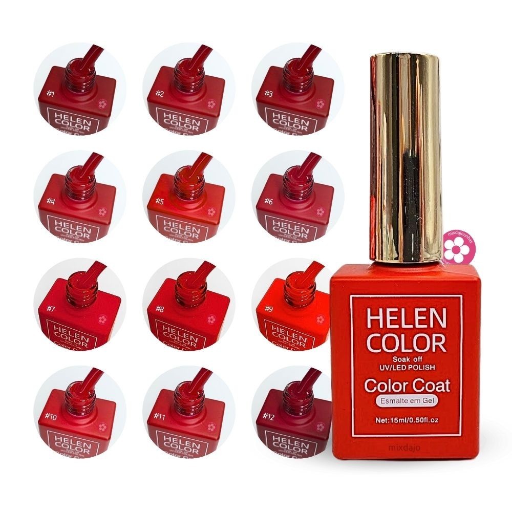 Esmalte em gel Helen Color Vermelho Collection 15ml | Shopee Brasil