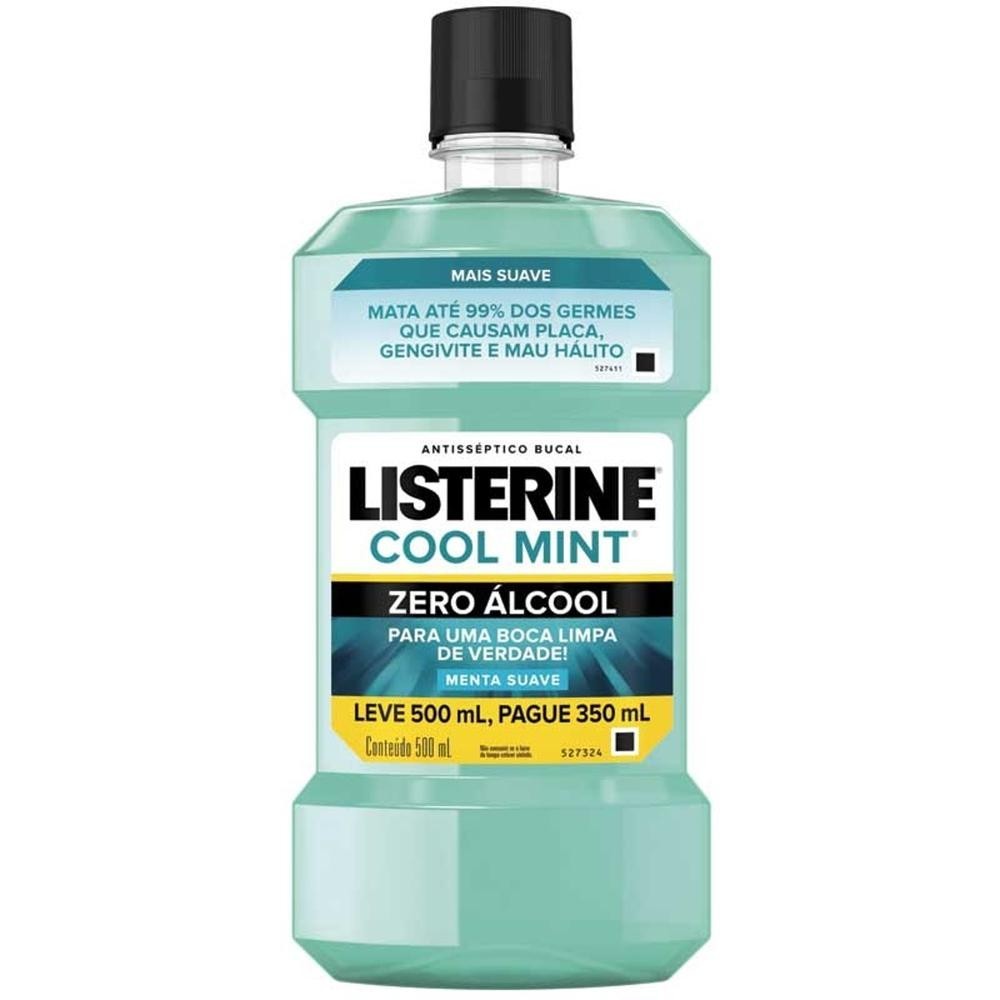 Enxaguante Bucal Listerine Cool Mint Zero Alcool 500ml | Shopee Brasil