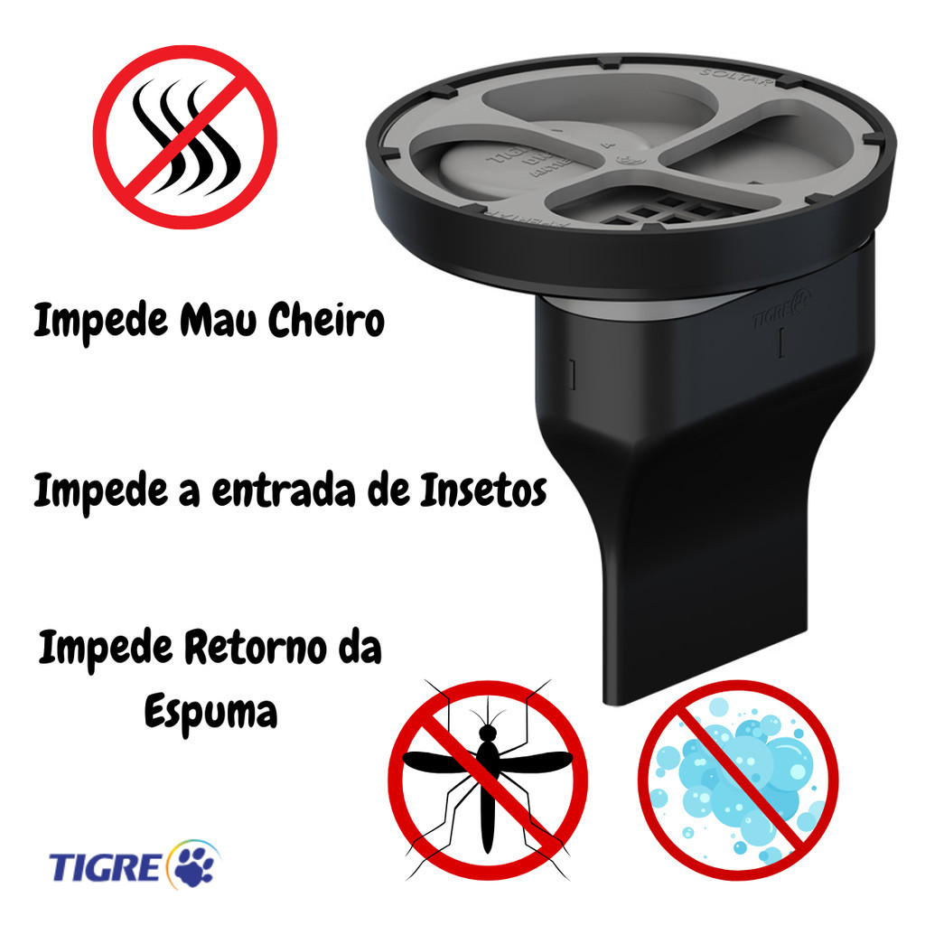 Ralo Antiespuma Tigre DN100mm e DN150mm Ralo Anti-Inseto Elimina Mal ...