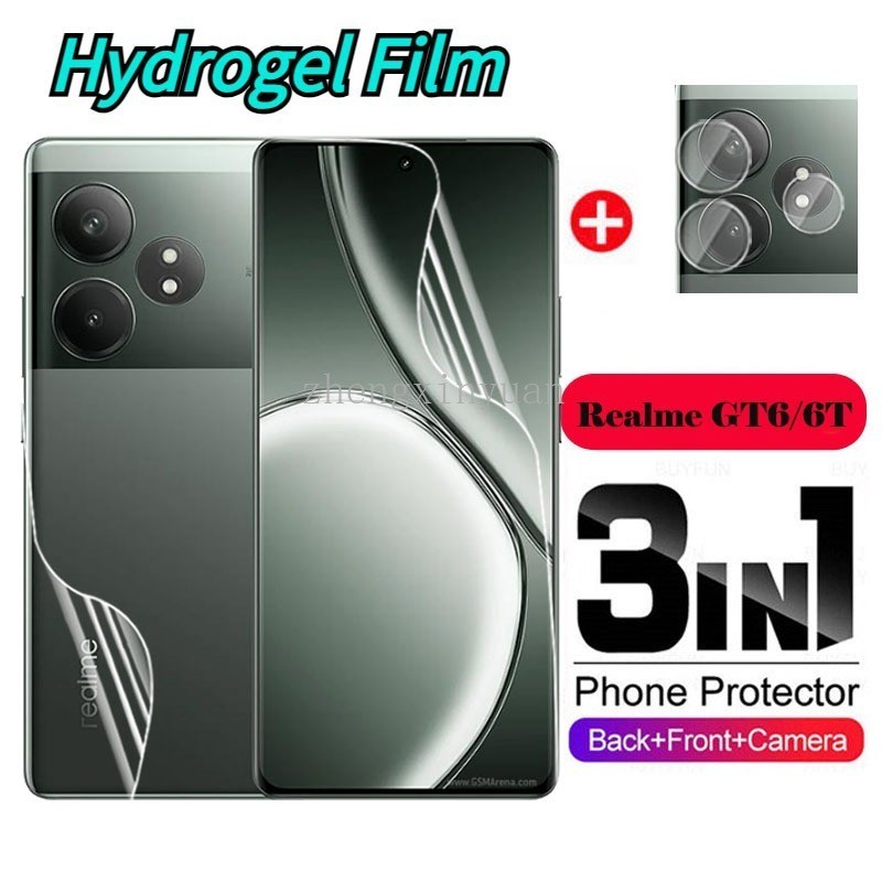 3IN1 Protetor De Tela De Filme De Hidrogel Macio Para Realme GT 6 GT6 6T 5G 4G 2024 Lente De ...