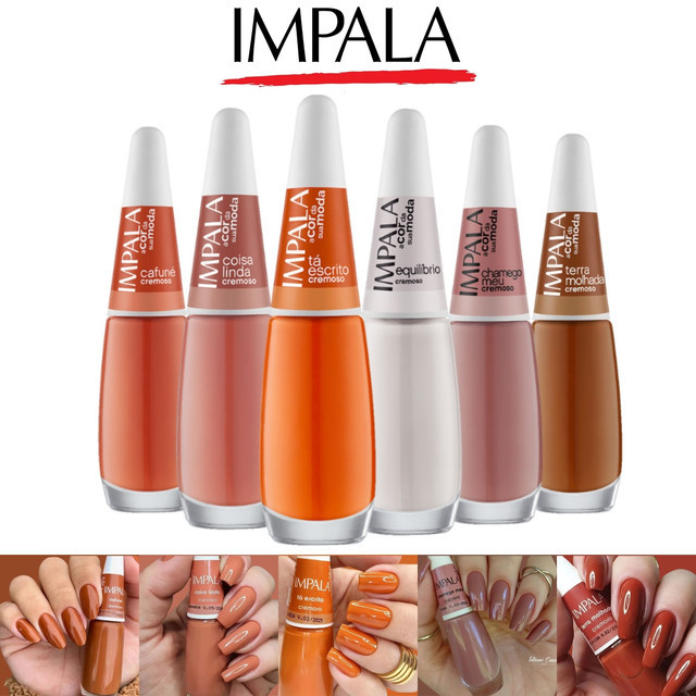 Impala Kit 6 Esmaltes Impala Tons Marrom Laranja Cremoso 7,5ml | Shopee ...