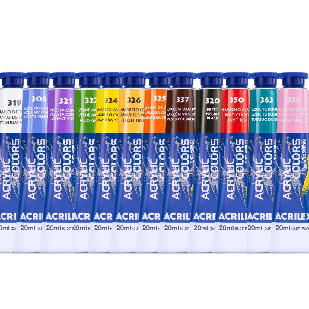 Kit 12 Tintas Acrylic Colors 20ml Bisnaga Acrilex | Shopee Brasil