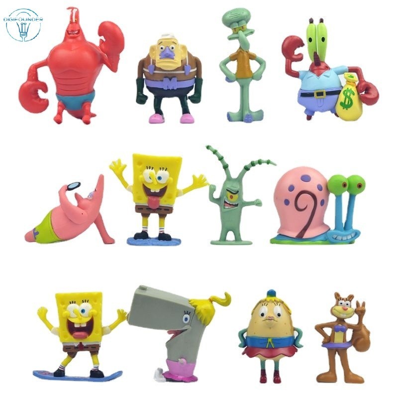 DG 6/8/12pcs/set Dolls Sponge Bob SquaPants Anime Doll Figurnaments ...