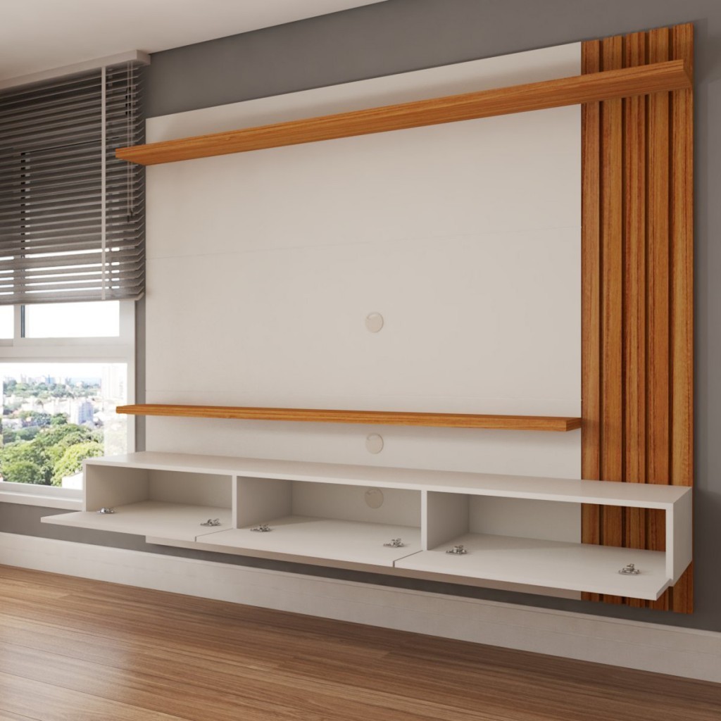 Painel para TV Até 70 Polegadas Christiania Ripado Cinamomo/Off White - Panorama Móveis | Shopee ...