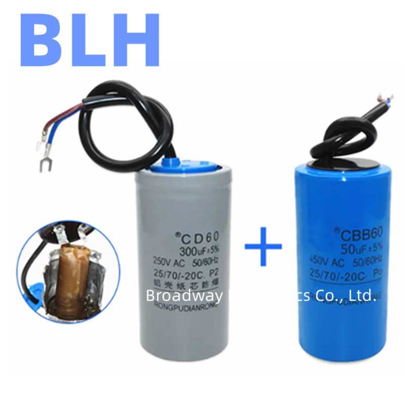 QSJZHY capacitor De Suporte De motor Monofásico 250V CD60 Partida 450V CBB60 Corrida 450UF 500UF ...