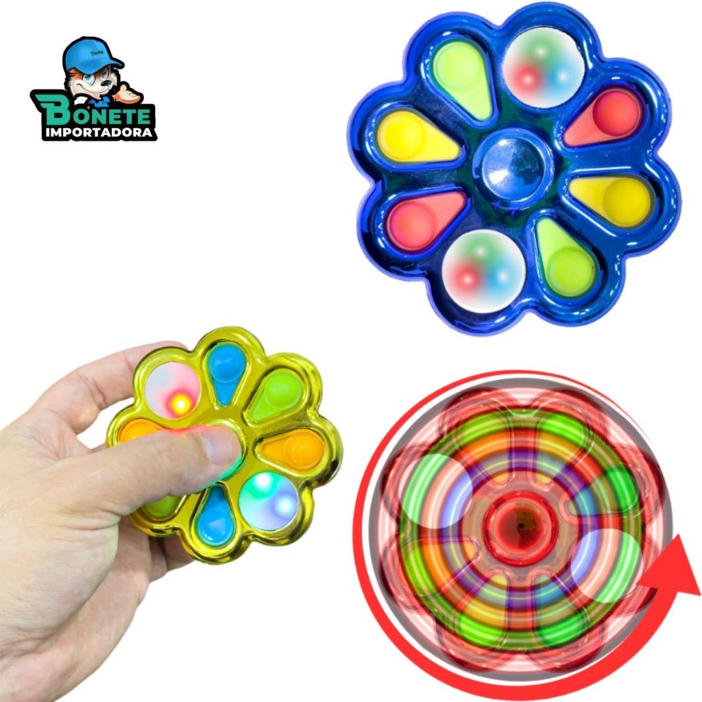 Fidget Spinner com led Pop It Fidget Brinquedo Anti Estress Bublle ...