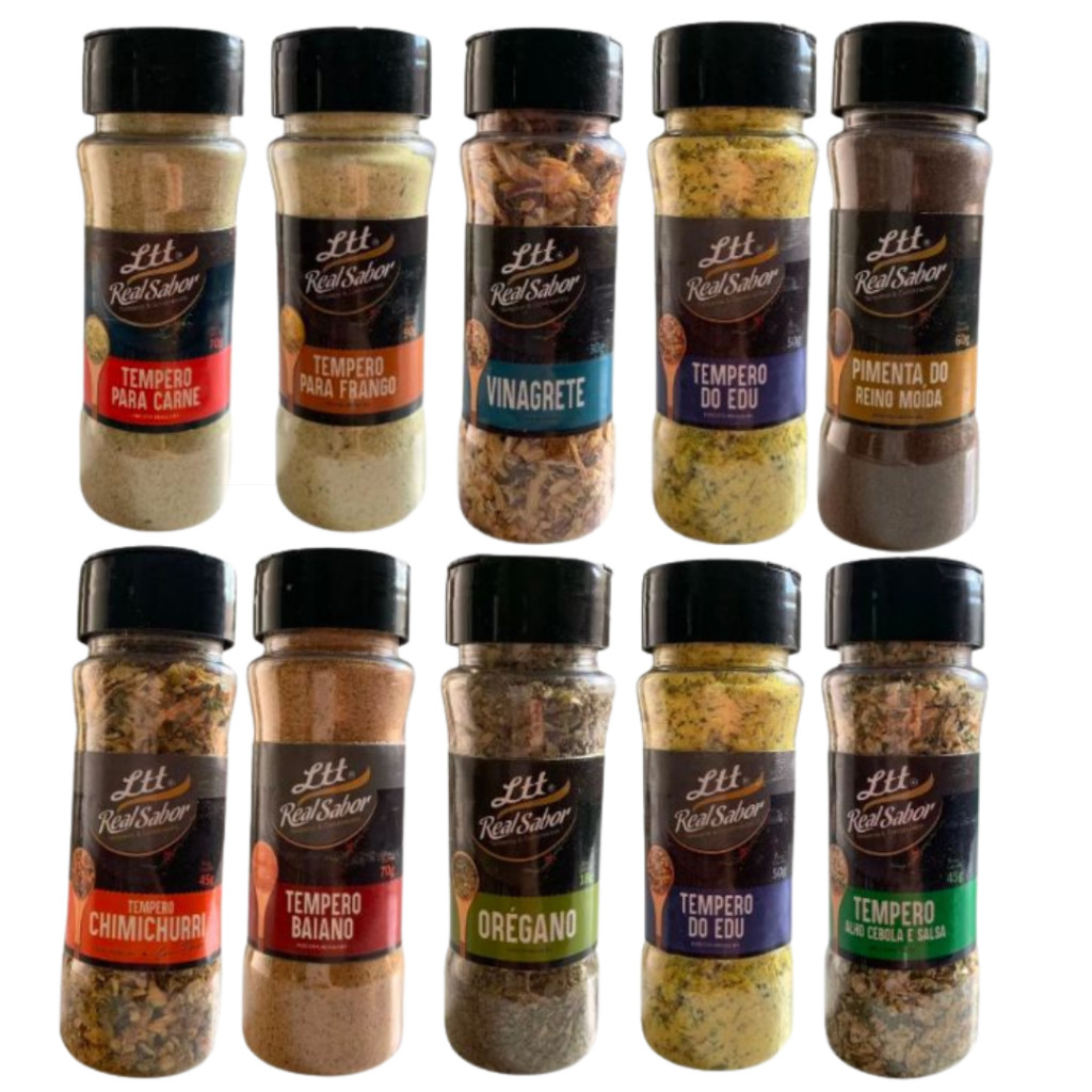 Kit Caixa com 12 potes de temperos (especiarias, condimentos) | Shopee ...