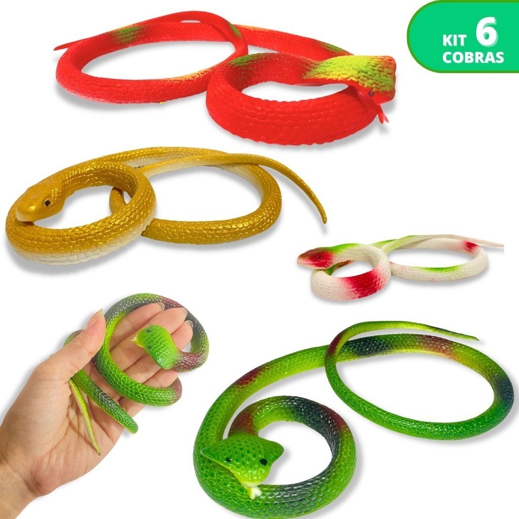 Kit 6 Cobra 70Cm Realista Grande Brinquedo Borracha Pegadinha Susto ...