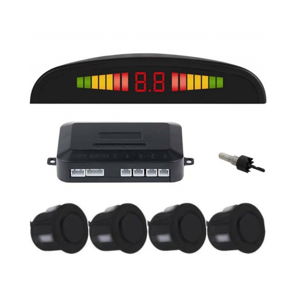 Sensor De Ré Estacionamento 4 Pontos Universal Carro Cor Preto Fosco ...