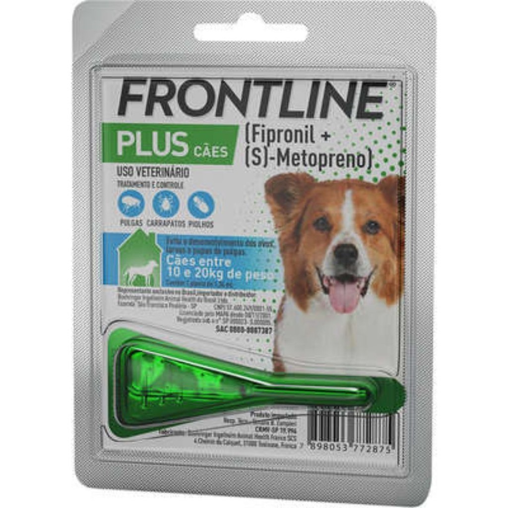 Frontline Plus para Cães de 10 a 20 kg – Proteção Eficaz contra Pulgas ...
