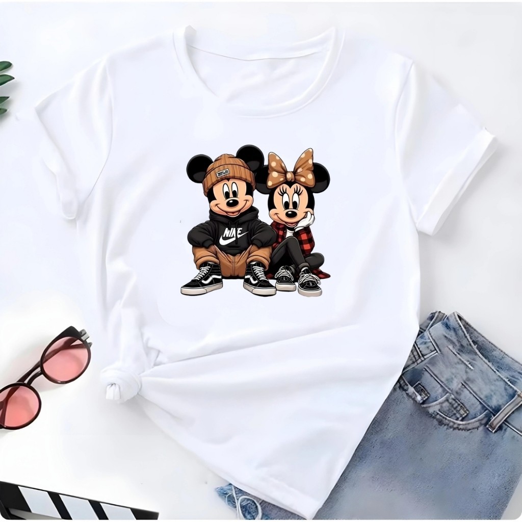 Blusa T-shirt Linda Camiseta Feminina Mickey Minnie Casal Drip Camisa ...