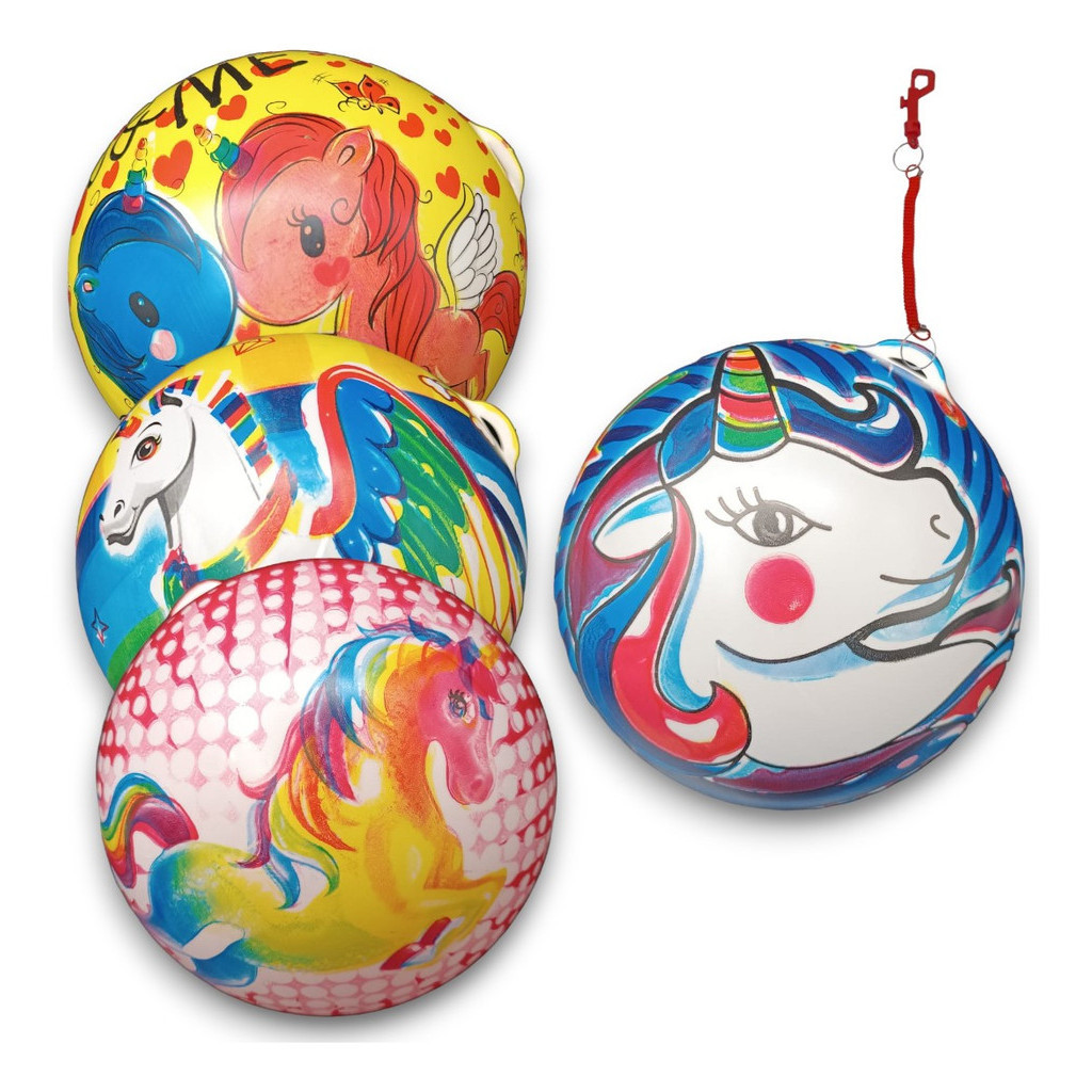 10 Bolas Infantil Vinil Cordão Mola Inflável Unicórnios Bola Ping Pong ...