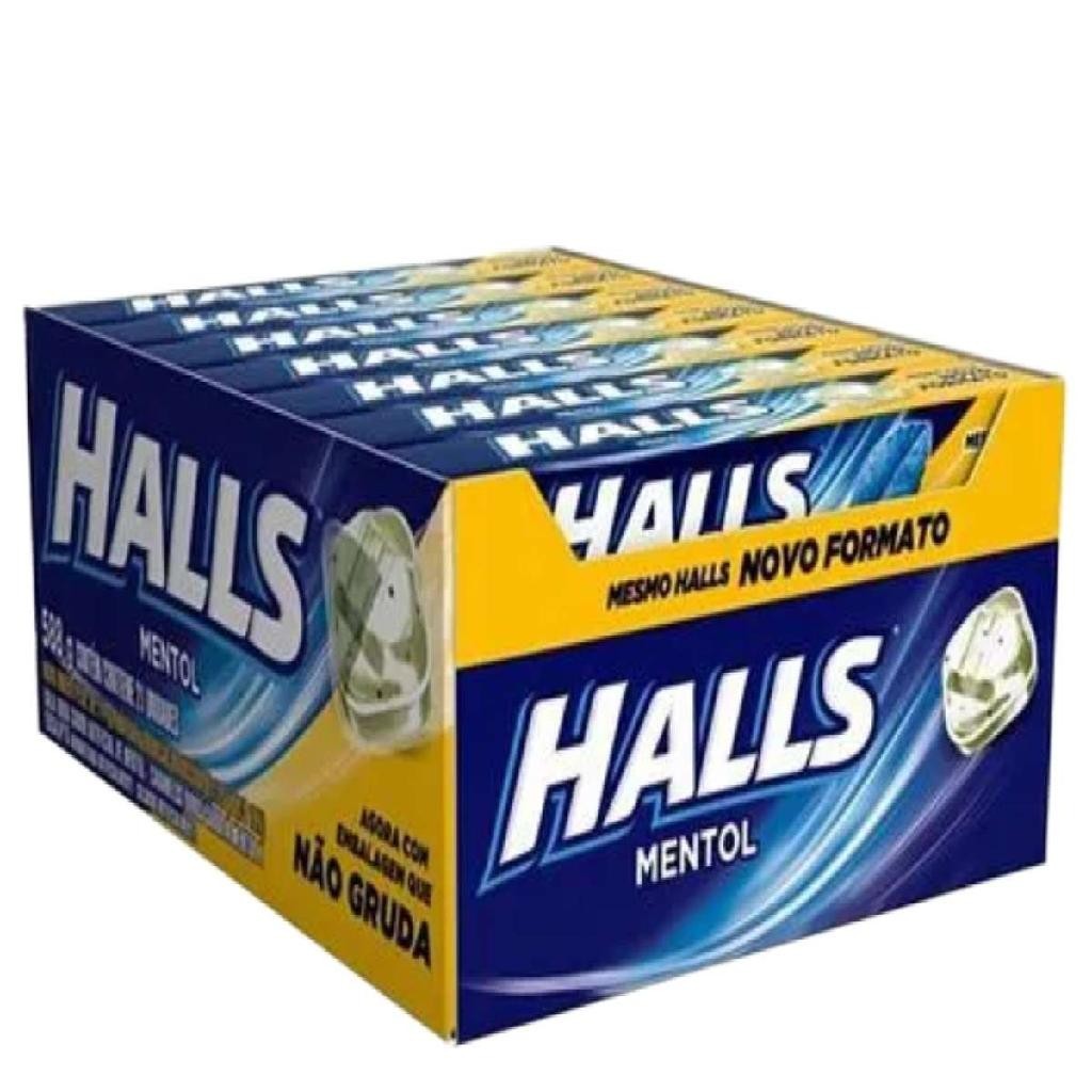 BALA HALLS DROPS AZUL MENTOL REFRESCANTE DISPLAY 21 UNIDADES | Shopee ...