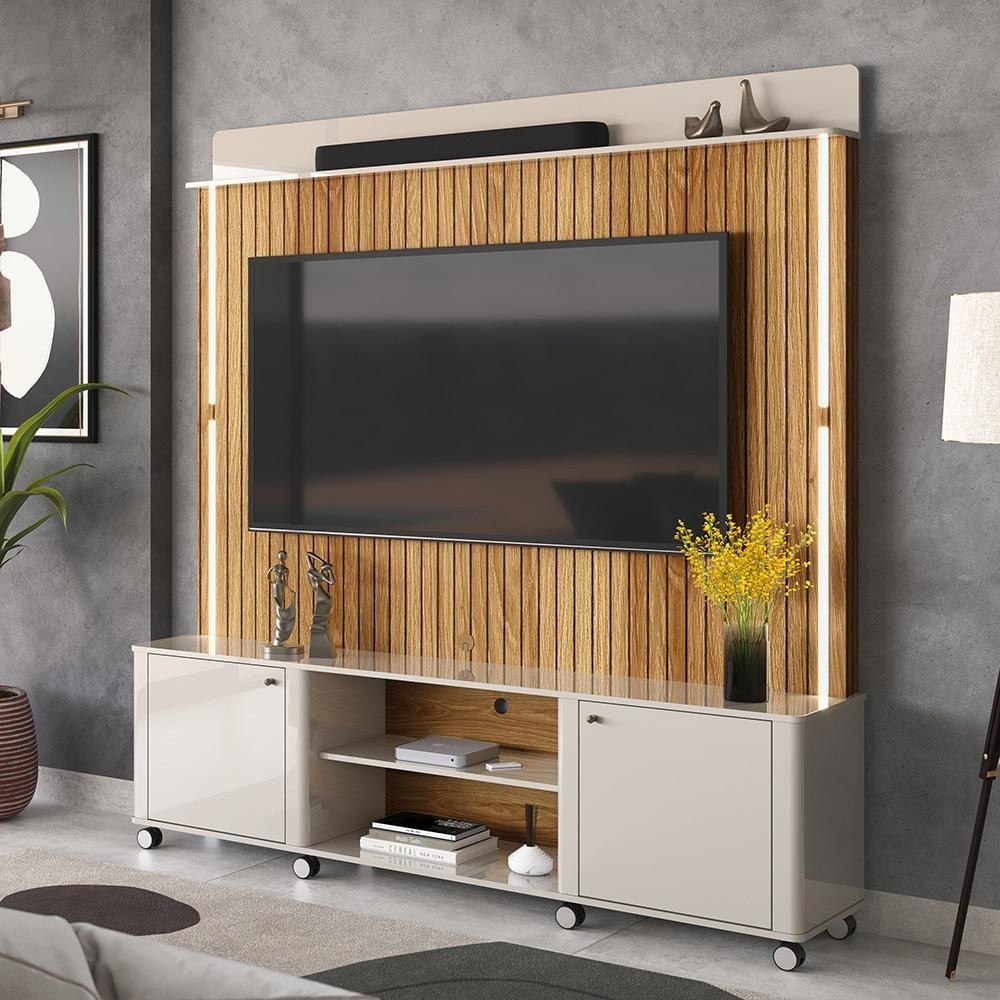 Home Para Tv Mdf Até 75 Led Ripado 3d 1,83m Off White Madeirado ...
