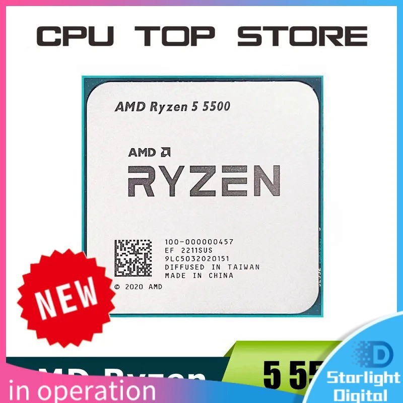 NOVO Processador AMD Ryzen 5 5500 R5 5500 CPU de 3,6 GHz 6 núcleos e 12 threads 7NM L3 = 16M 100 ...