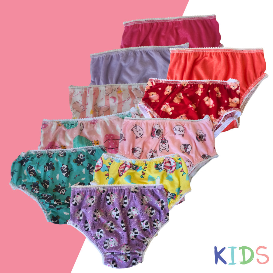 Calcinhas Infantil Kit 10 Estampadas E Sortidas Calcinha Kids Menina ...