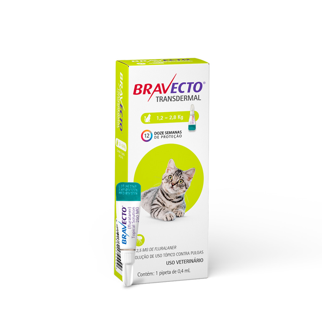 Antipulgas Bravecto Transdermal Gatos 1,2 A 2,8kg | Shopee Brasil