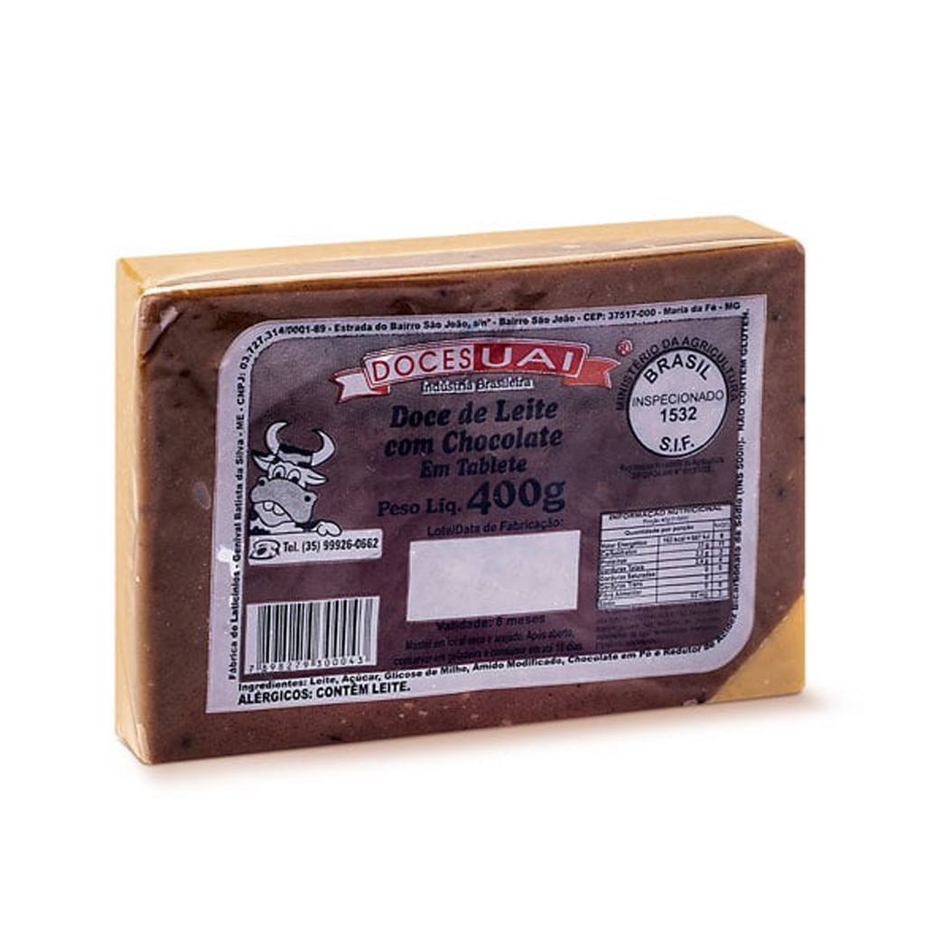 Doce de leite em barra 400g - Com Chocolate | Shopee Brasil
