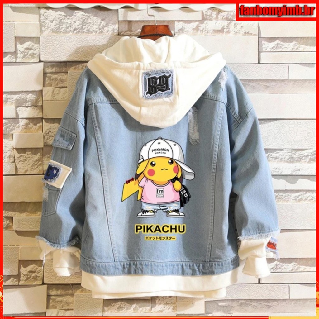 Jaqueta Jeans De Desenho Animado De Anime Pikachu | Shopee Brasil
