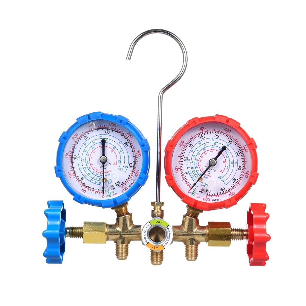 YIWENG Manifold Gauge Set AC Gauges for R134a R32 R22 R410A 3 Way Automotive with Hoses Adapter ...