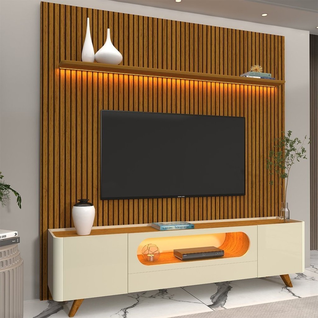 Rack com Painel para TV até 85 Polegadas 1 Gaveta 2 Portas LED Requinte Nobre 100% MDF | Shopee ...