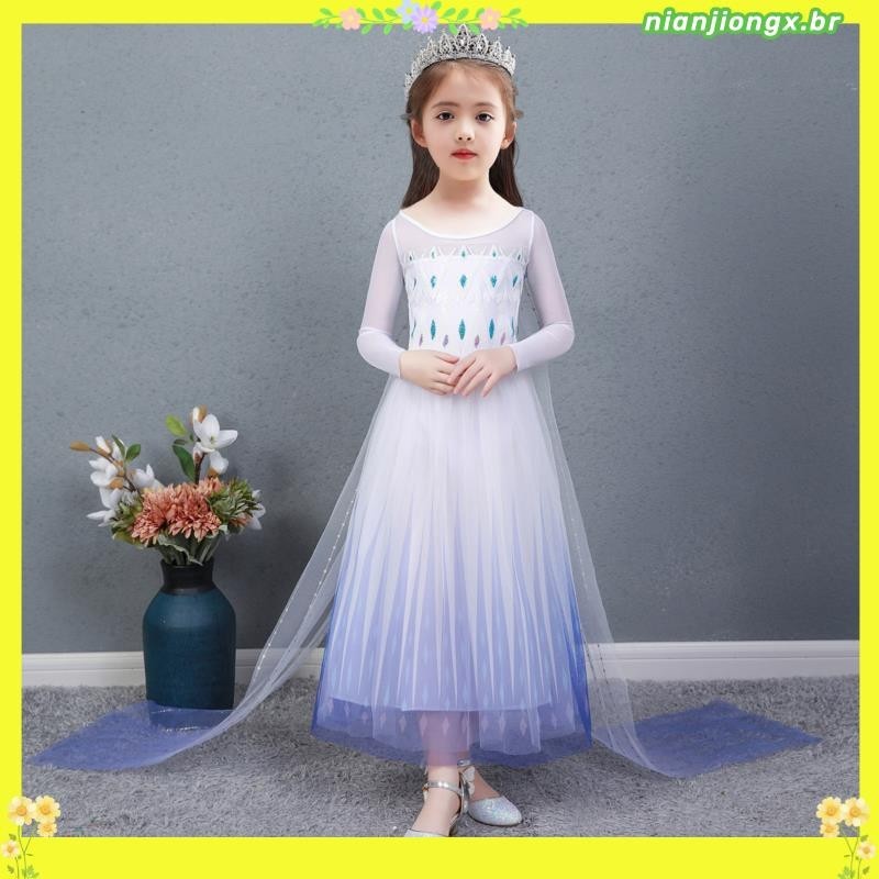Disney Frozen 2 Elsa Traje Para Meninas Luvas De Vestido De Rainha Da ...