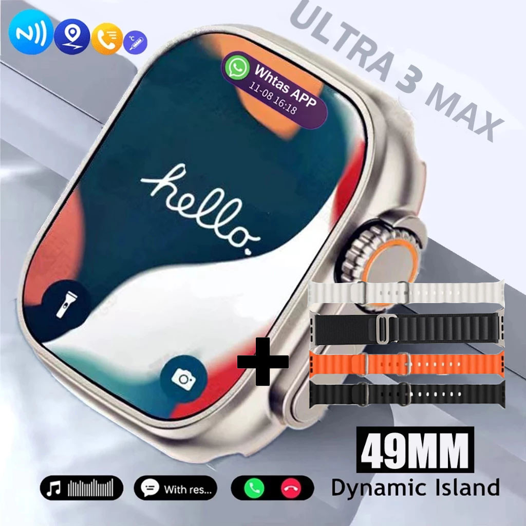 Smartwatch Ultra 3 Max Carregamento sem fio relógio inteligente 2.18 ...