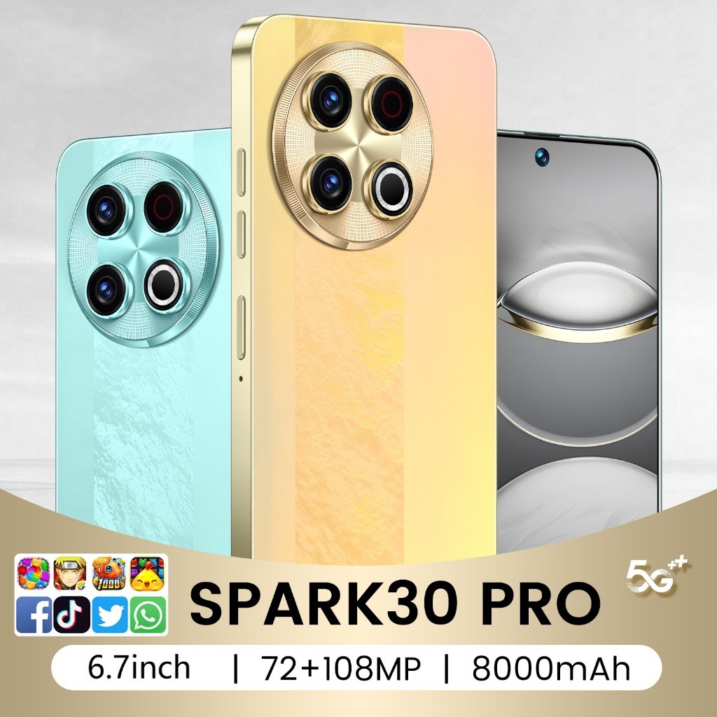 Spark30 Pro 4G/5G Smartphone tela cheia 6.7 Polegada memória do ...