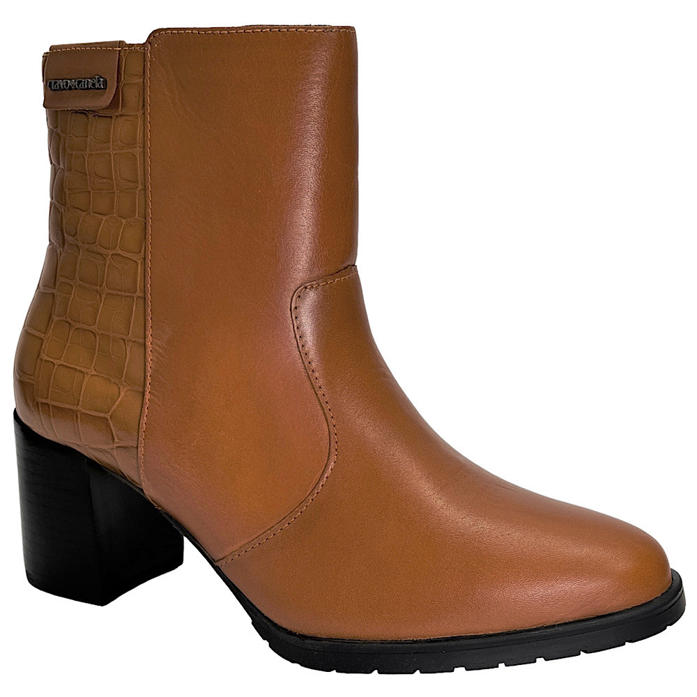 Bota Cravo e Canela Salto Médio Croco 1295CC Caramelo | Shopee Brasil